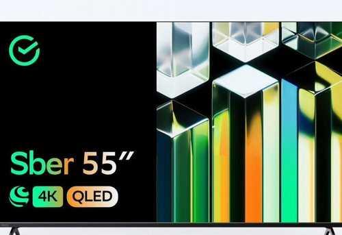 Телевизор SMART TV Sber qled 4K UHD 55, titan