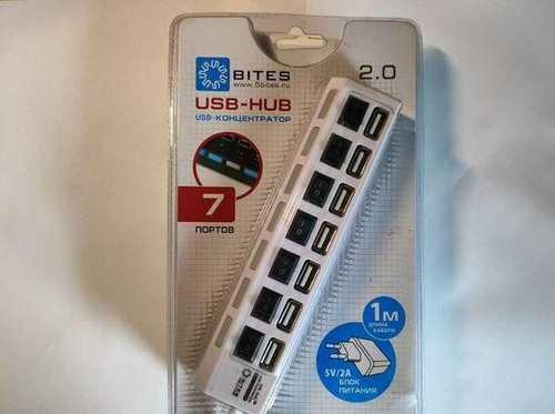 USB-концентратор,хаб 5bites HB27-203P, разъёмов 7