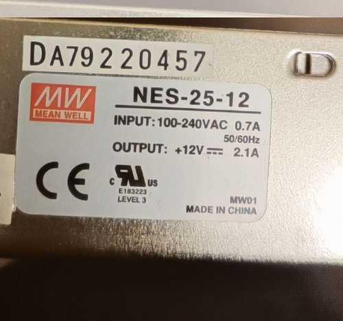 Блок питания mean well NES-25-12