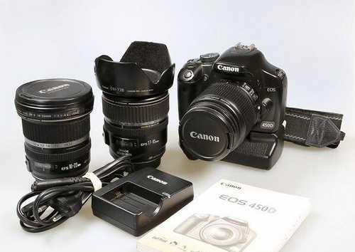 Зеркальная камера Сanon EOS 450D + объективы и пр