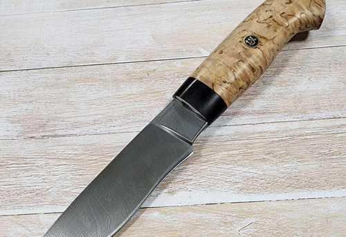 Нож нескладной Тундра ст.Дамасская (карел. берёза)