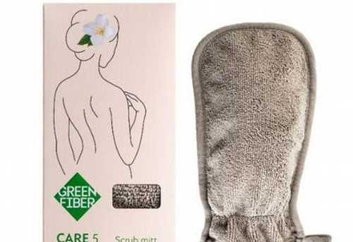 Варежка-скраб для душа Green Fiber care 5, серая