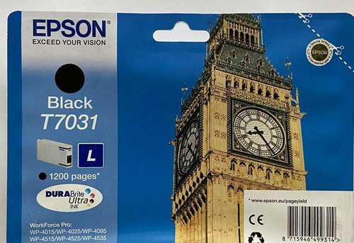 Картридж Epson T7031 Black. Черный оригинальный