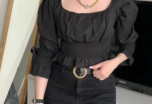 Черная укороченная блузка
