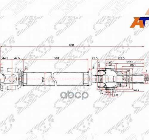Вал карданный перед mitsubishi pajero IV V97W 0
