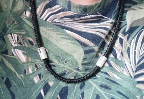 Гайтан с серебрянными вставками шнурок 5 мм