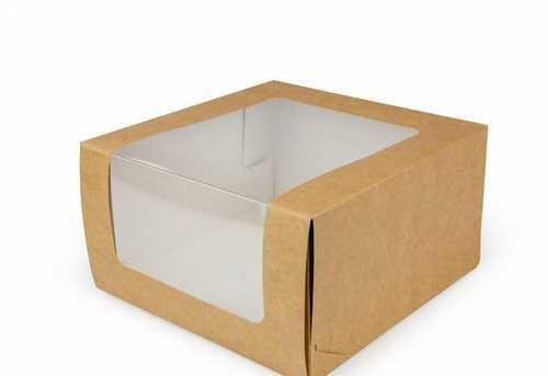 Коробка для торта крафт/белая с окном