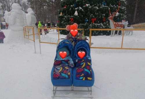 Санки детские для двойни теплые