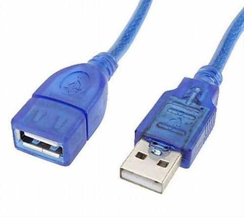 Дата-кабель Noname USB A(M) -USB A(F) 0.3м (Синий)