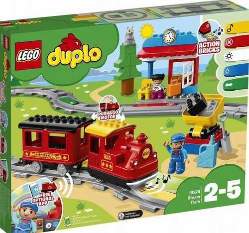 Lego duplo поезд на паровой тяге и локомотив