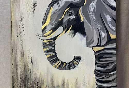 Картина интерьерная акрилом серый слон