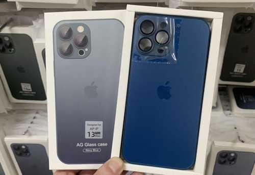 Чехол на iPhone 13 Pro Max Glass Case синий