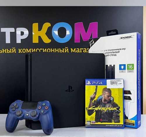 PS4 Slim 500GB (Подставка   Cyberpunk 2077)