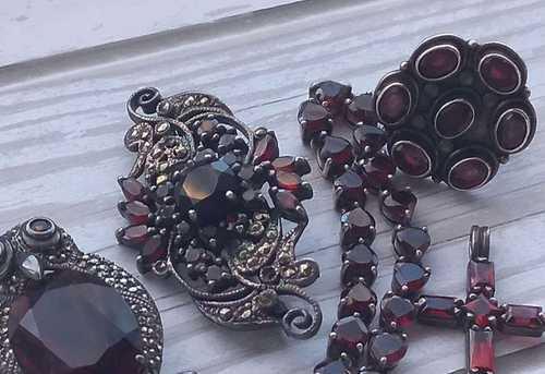 Серебро украшения.с гранатами