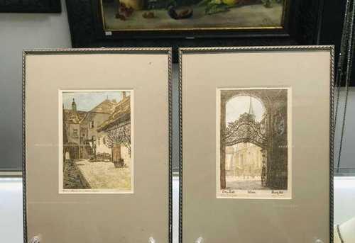 Две картины шелкографии, Австрия, середина XX века