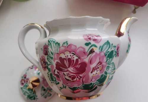 Заварочный чайник розовые цветы дфз Вербилки СССР
