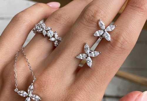 Серьги кулон кольцо Tiffany Victoria