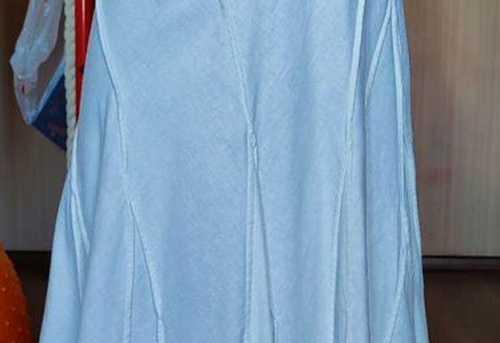 Белоснежная льняная юбка оригинального покроя