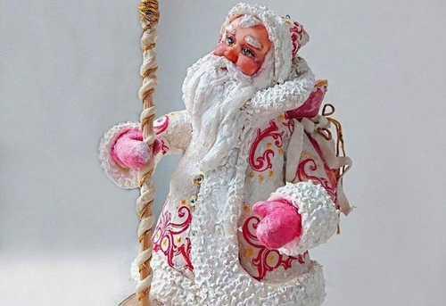 Ёлочная коллекционная игрушка из ваты Дед Мороз