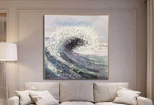 Картина маслом морская волна Примерка в интерьер