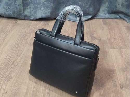 Мужская кожаная сумка Montblanc black новая А4 lux