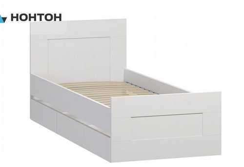 Кровать односпальная Сириус белая с ящиками