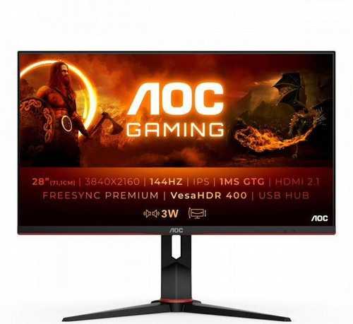 Монитор 28" AOC U28G2XU2/BK, черный