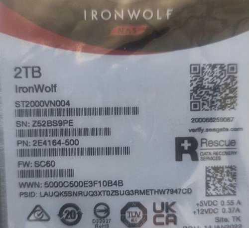 Жесткий диск Seagate IronWolf 2 тб ST2000VN004