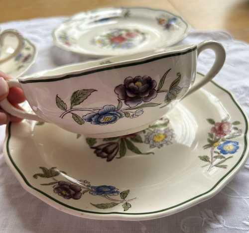 Бульонная пара 2 штуки Spode Copeland и тарелки