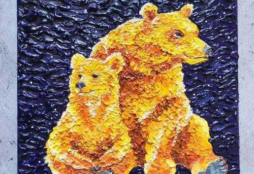 Картина маслом на холсте медведи