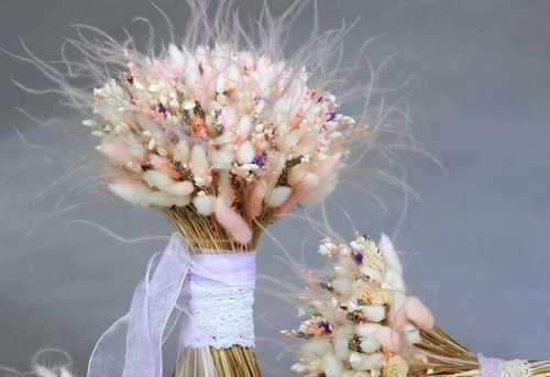 Свадебный букет невесты из сухоцветов Бутоньерка