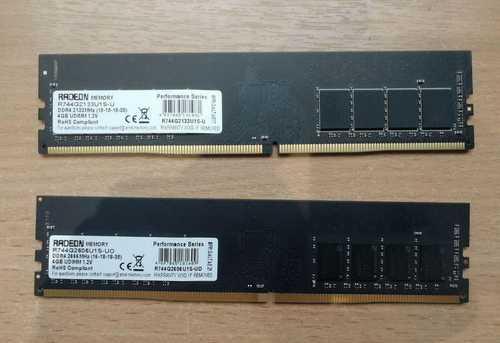 Озу Radeon ddr4 8гб, 2 плашки по 4гб