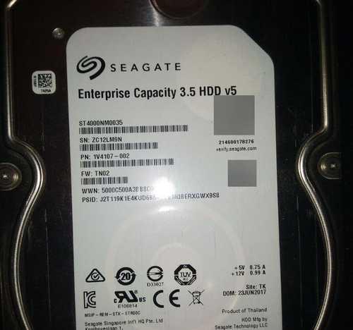Продам 2 жёстких диска по 4 TB, класс Enterprise