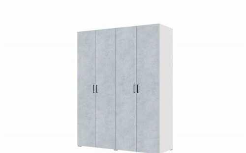 Шкаф 4-х створчатый белый/бетон