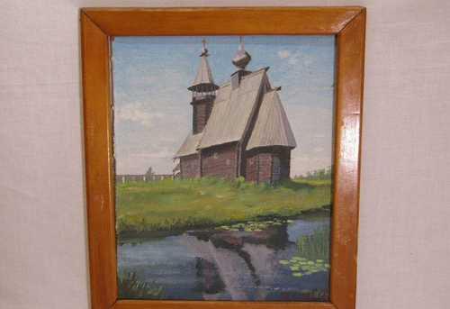 Картина "Церковь" Масло Окунев 1979 год №9261