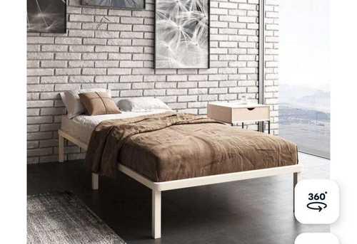 Односпальная деревянная кровать с матрасом
