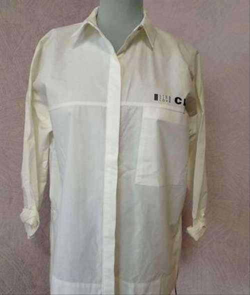 Женская белая рубашка oversize, s р-р