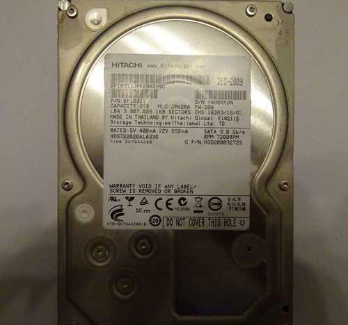 3.5 SATA Hitachi HDS722020ALA330 2Tb нерабочий #22