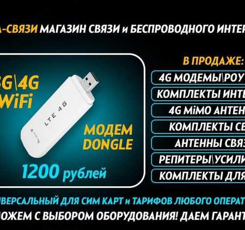 4G Модем WiFi Роутер Dongle для Интернета