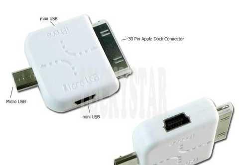 Двойной порт мини-USB адаптер для iPhone 3Gs 4