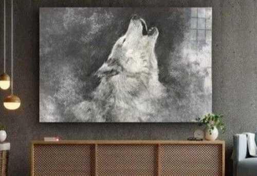 Картина маслом на холсте серый волк
