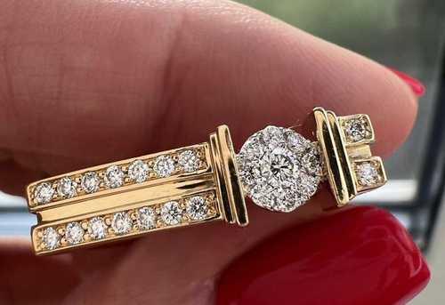 Золотое кольцо с бриллиантами перстень квадрат 750