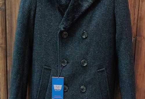 Пальто мужское двубортное серое с подстежкой