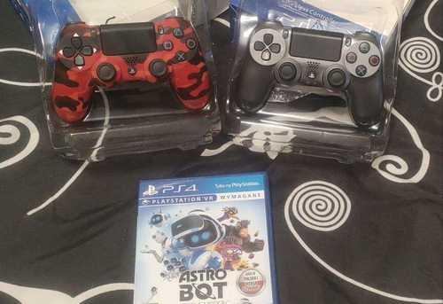 Джойстики на PS4 и диск Astro Bot PS4 VR
