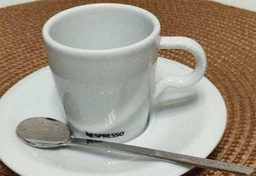 Nespresso чашка с блюдцем и ложкой