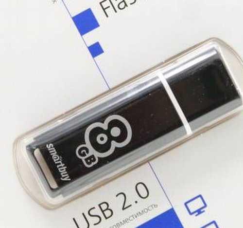 Флешка 8 гб USB Smartbuy Glossy series Black