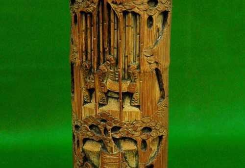 Антикварная ваза из бамбука ручной работы