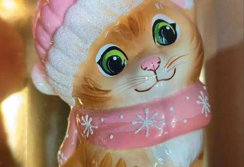 Елочные игрушки Ариель котенок в розовой шапочке