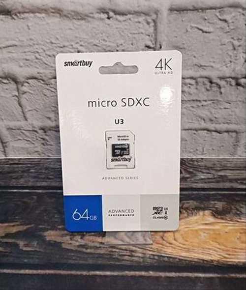 Новая флешка microSD 64гб 4K