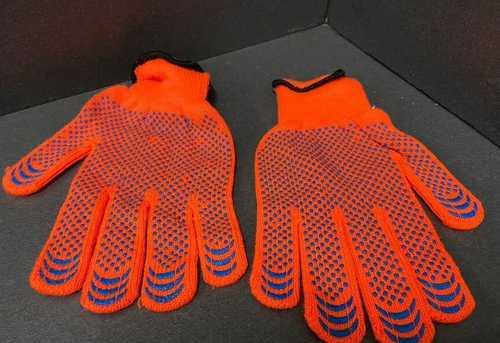 Перчатки хб с пвх оранжевые плотные